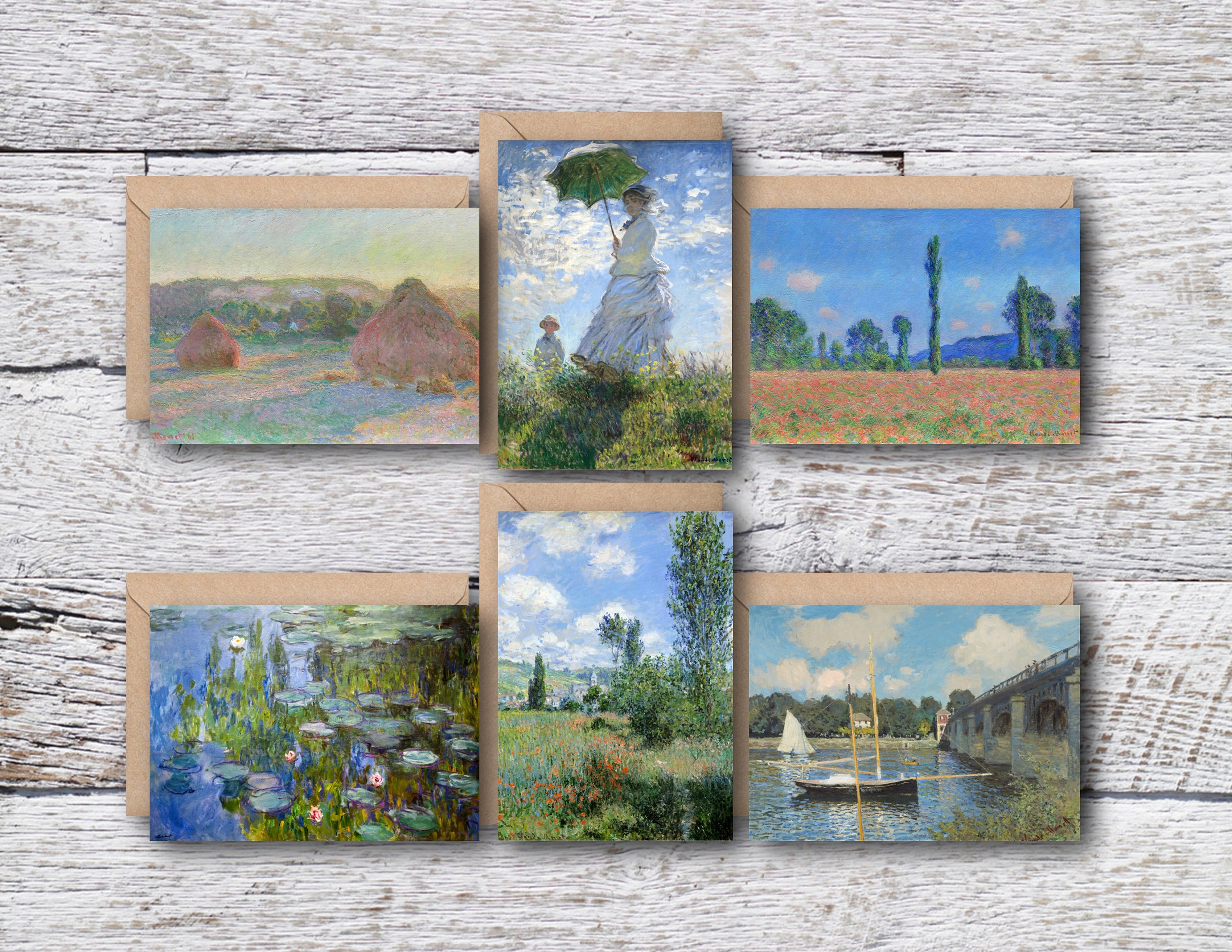 Monet Collection, 6 Printable Blank Greeting Cards of Famous Monet Oil ...