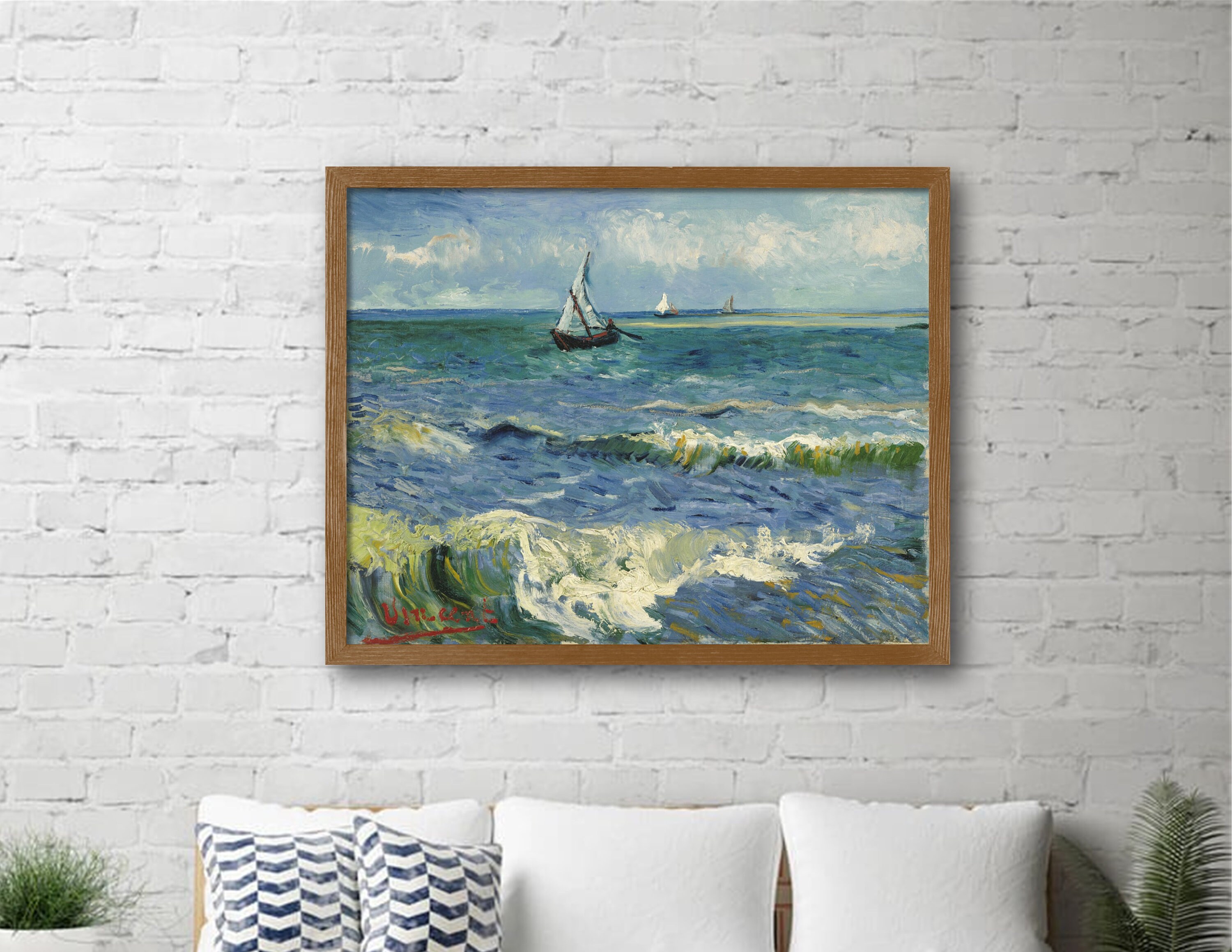 Vincent Van Gogh's Seascape, Printable Wall Art of Famous Van Gogh Painting of Boat, Van Gogh ...