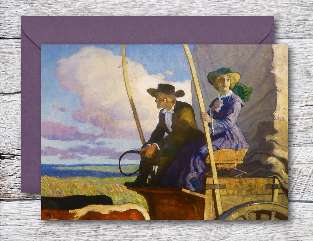 Great Green Sea by N.C. Wyeth, Printable Greeting Card of Famous Wyeth Oil Painting of Covered ...