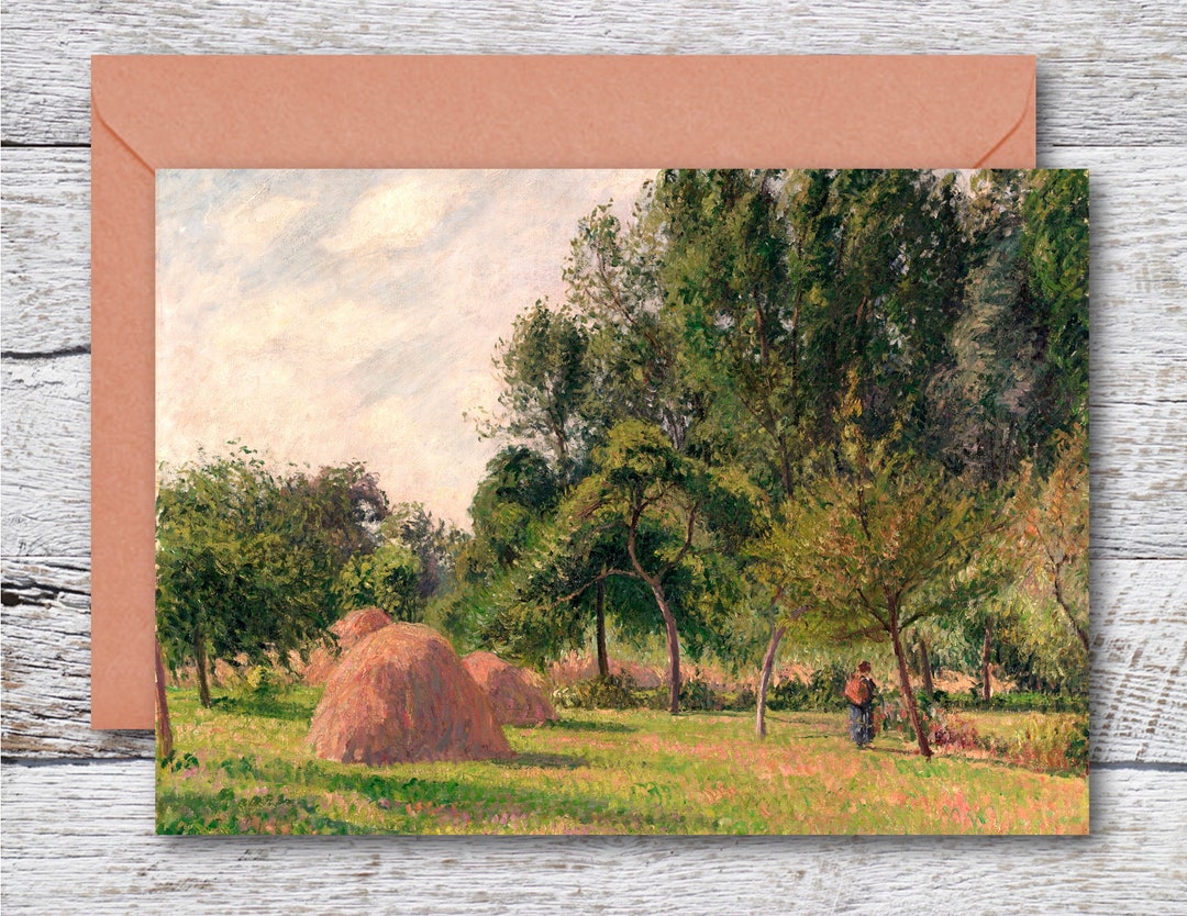 Haystacks by Pissarro, Printable Fine Art Card of Famous Oil Painting ...