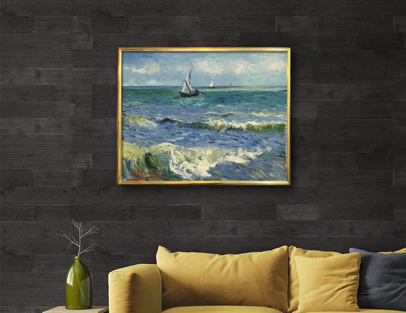 Vincent Van Gogh's Seascape, Printable Wall Art of Famous Van Gogh Painting of Boat, Van Gogh ...