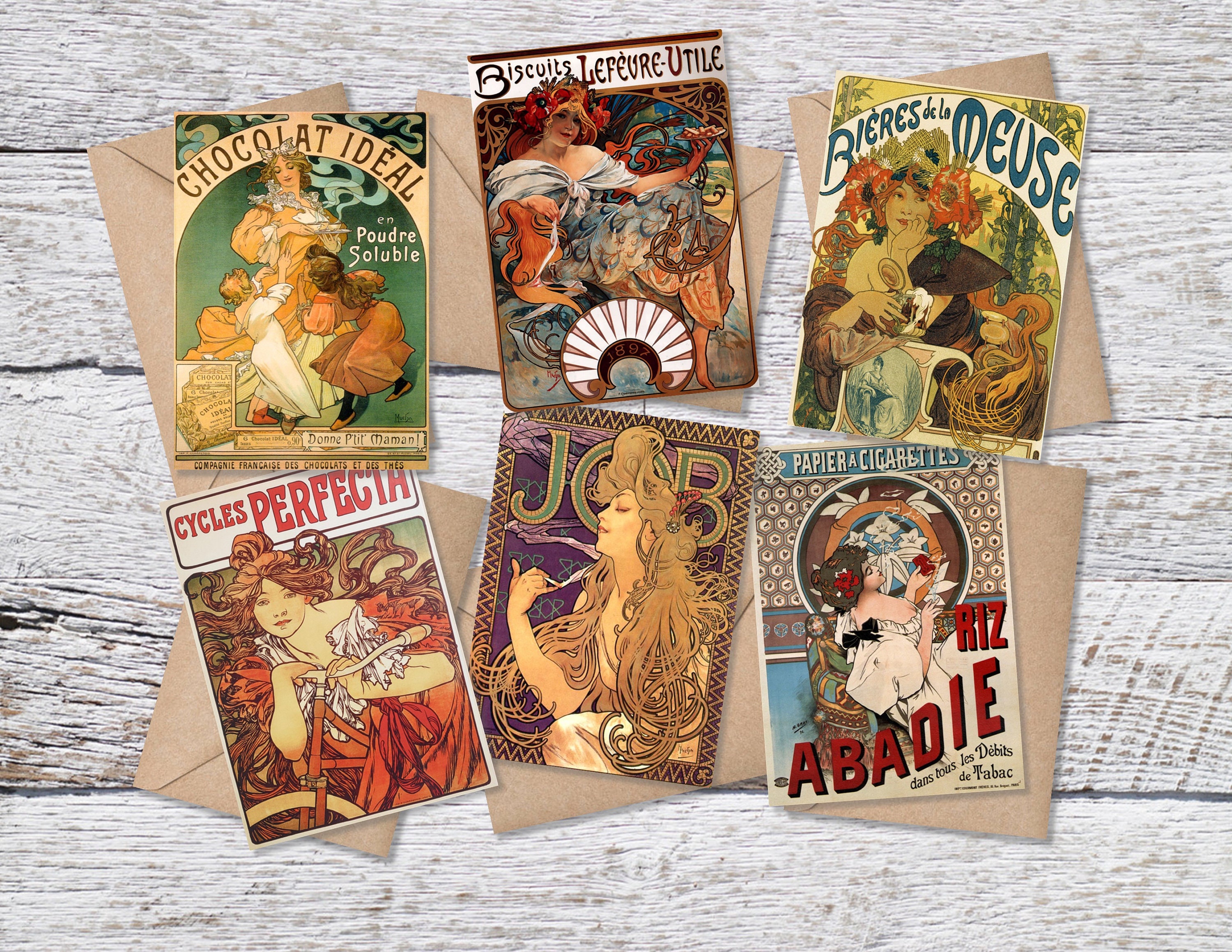 Advertisements by Alphonse Mucha 6 Printable Greeting Cards - Etsy