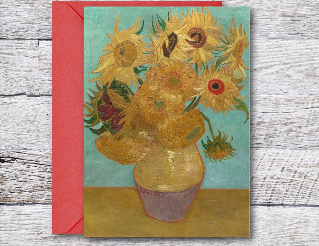 Sunflowers by Vincent Van Gogh, Printable Blank Greeting Card of Famous ...