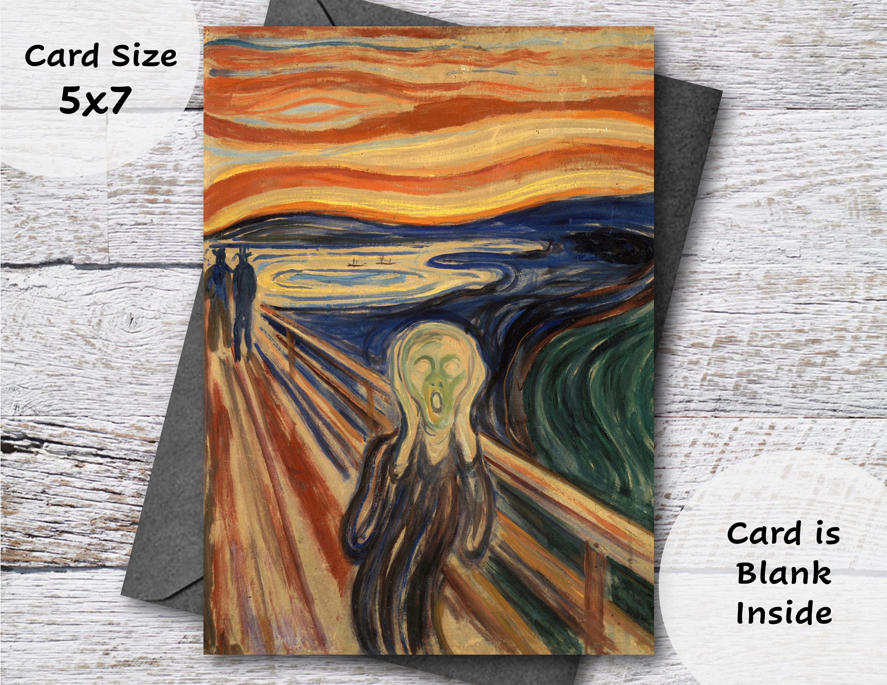 The Scream by Edvard Munch, Printable Blank Greeting Card of Famous ...
