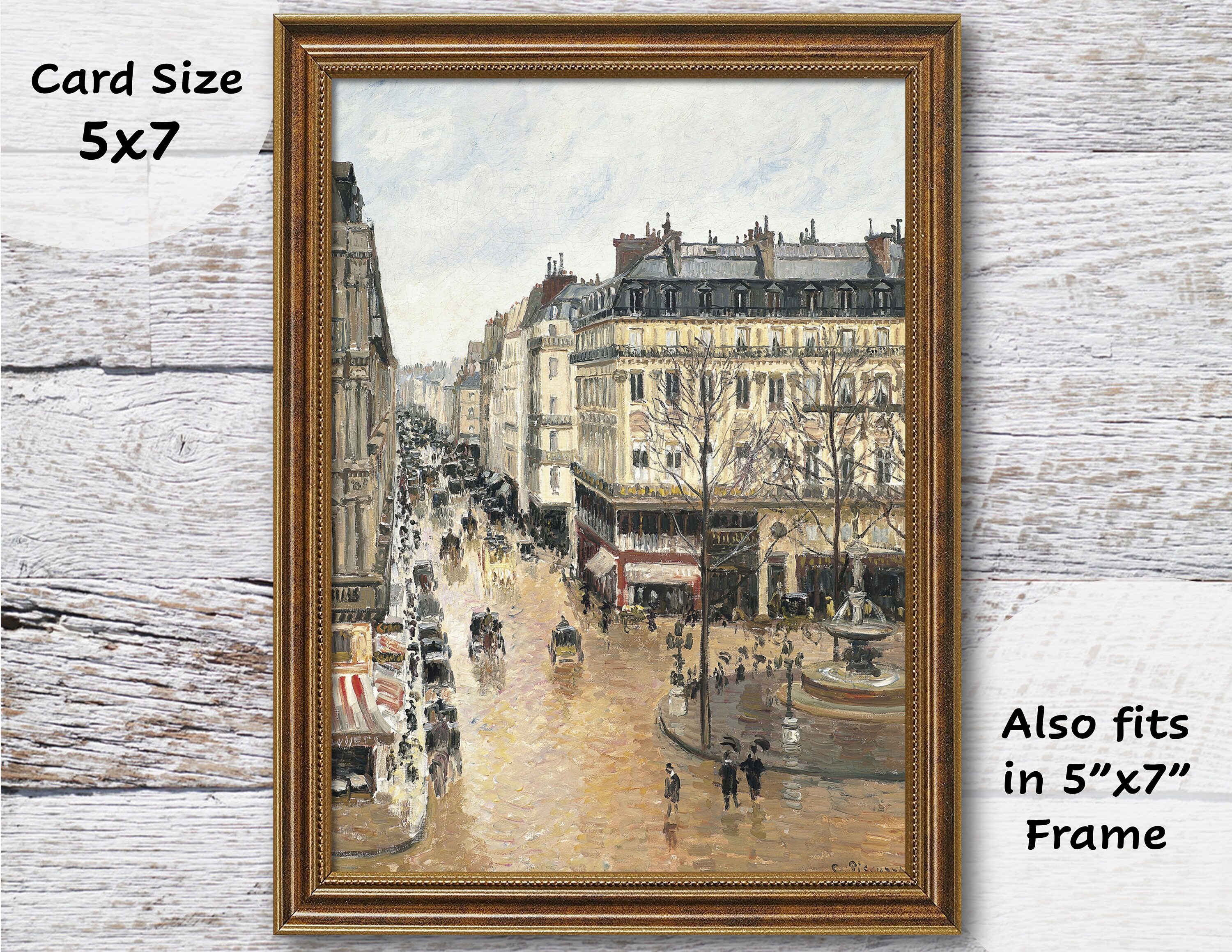 Rue Saint-honore by Pissarro, Printable Fine Art Card of Famous Oil Painting, Blank Card of ...