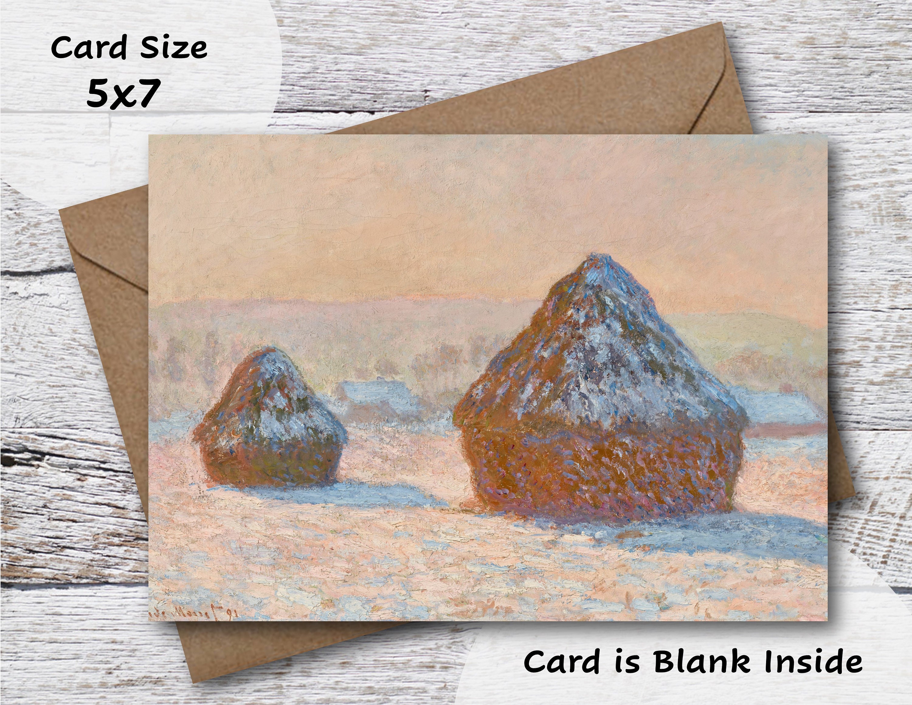 Wheatstacks by Monet, Printable Greeting Card of Famous Monet Oil ...