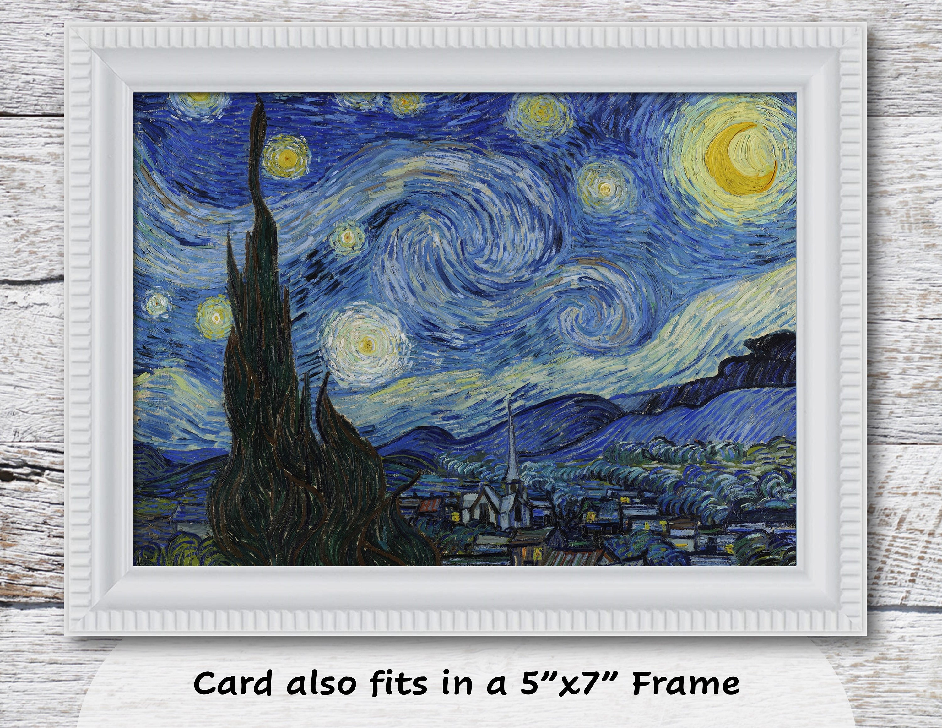 Starry Night by Van Gogh, Printable Greeting Card of Famous Van Gogh ...