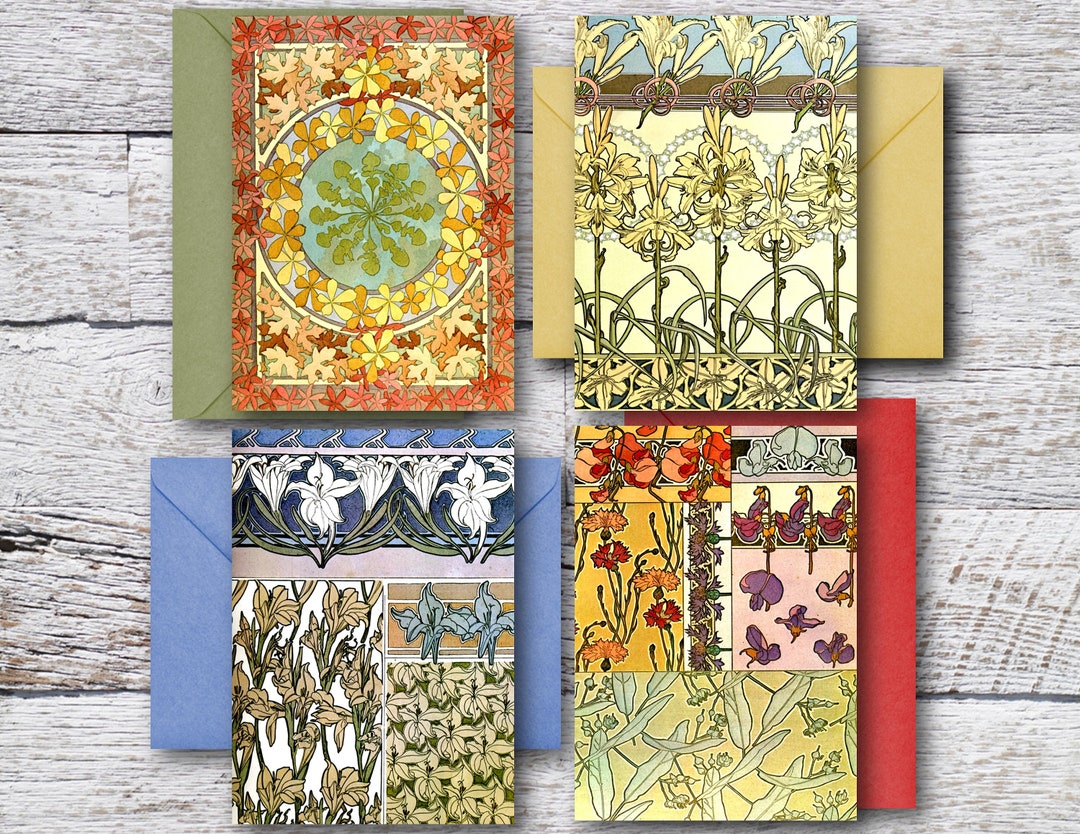 Mucha's Decoratifs Collection, 4 Printable Greeting Cards of Famous ...