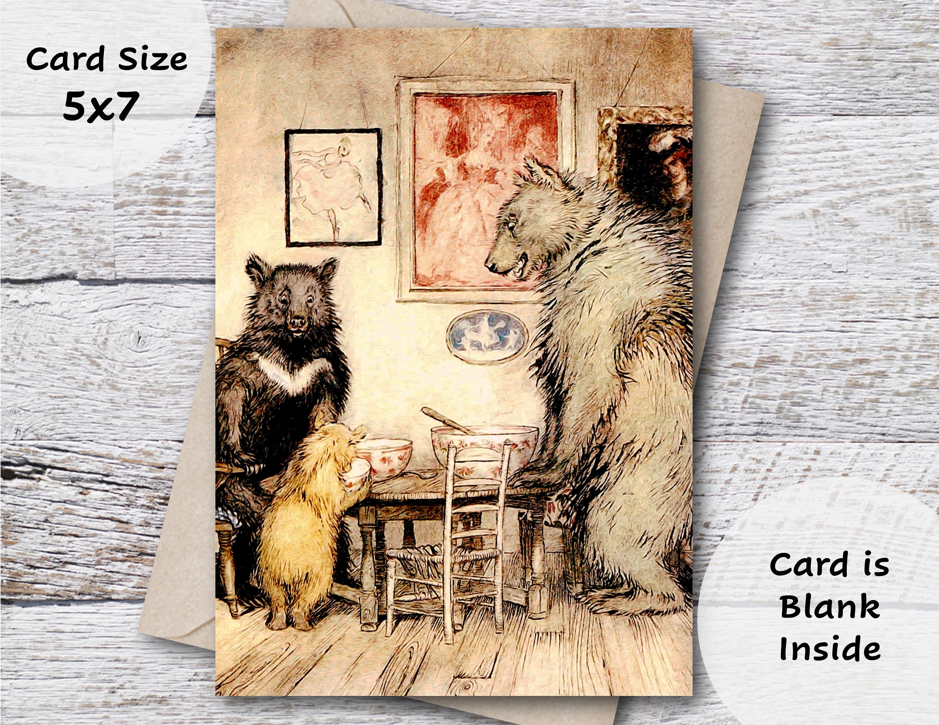 The Three Bears by Rackham, Printable Fine Art Card of Famous Oil ...