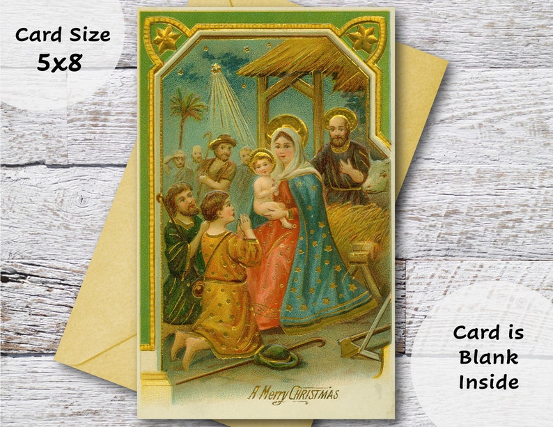 Printable Christmas Card of Nativity Scene Vintage Holiday - Etsy