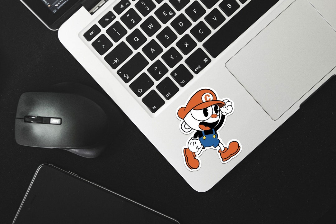Cuphead + Mario Sticker | 3” Super Mario Sticker | Super Mario Cuphead ...
