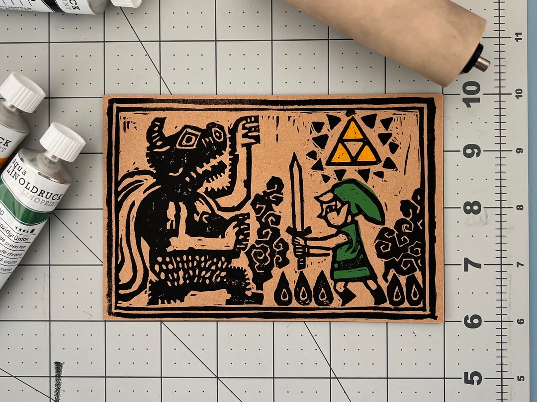 Handmade Zelda Wind Waker Postcard Print, Zelda Hand-printed Linocut ...