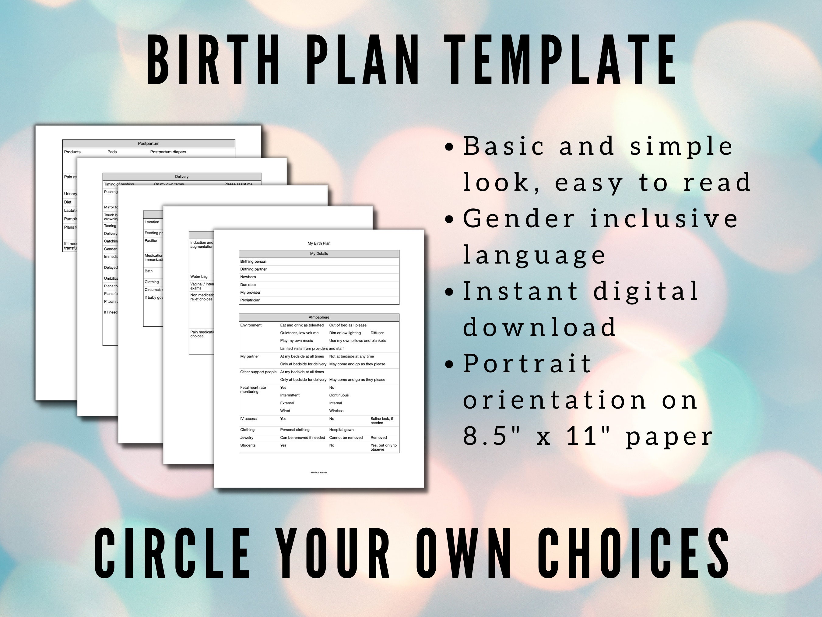 Inclusive Birth Plan Template, Every Body's Birth Plan, Gender Neutral ...
