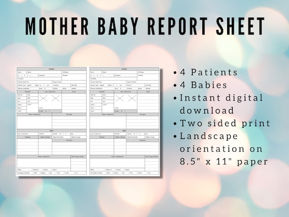 Mother Baby Nurse Report Sheet Postpartum Nurse Brain Mom - Etsy Ireland