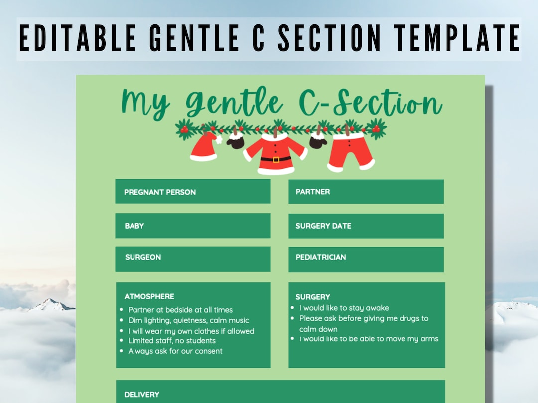 Editable Gentle C-section Birth Plan Canva Template, Customize Your ...