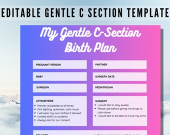 C-section Birth Plan Template, Gentle, Crunchy, Editable, Download - Etsy