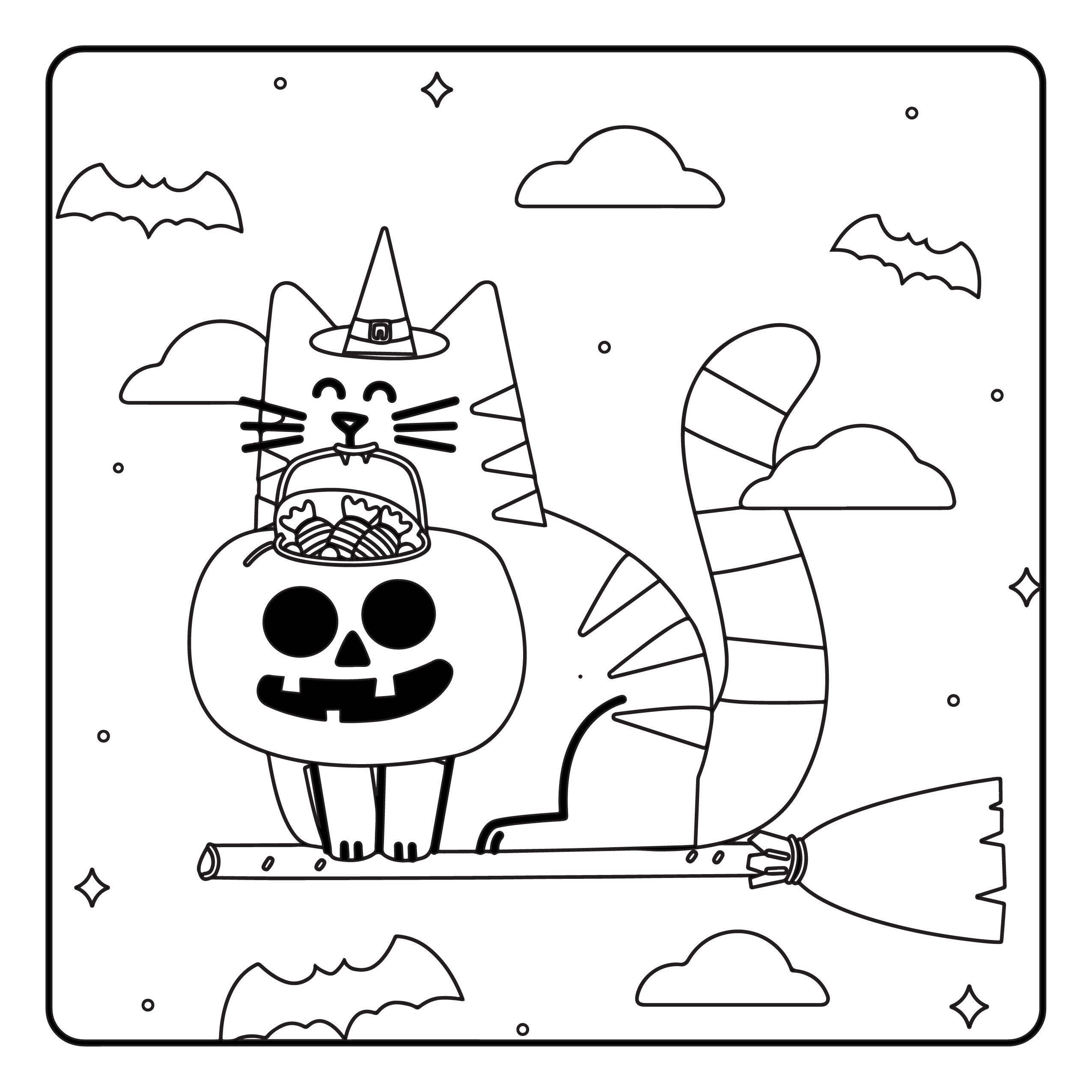 30 Cat Halloween Coloring Pages! - Kitten Halloween Printable Book ...