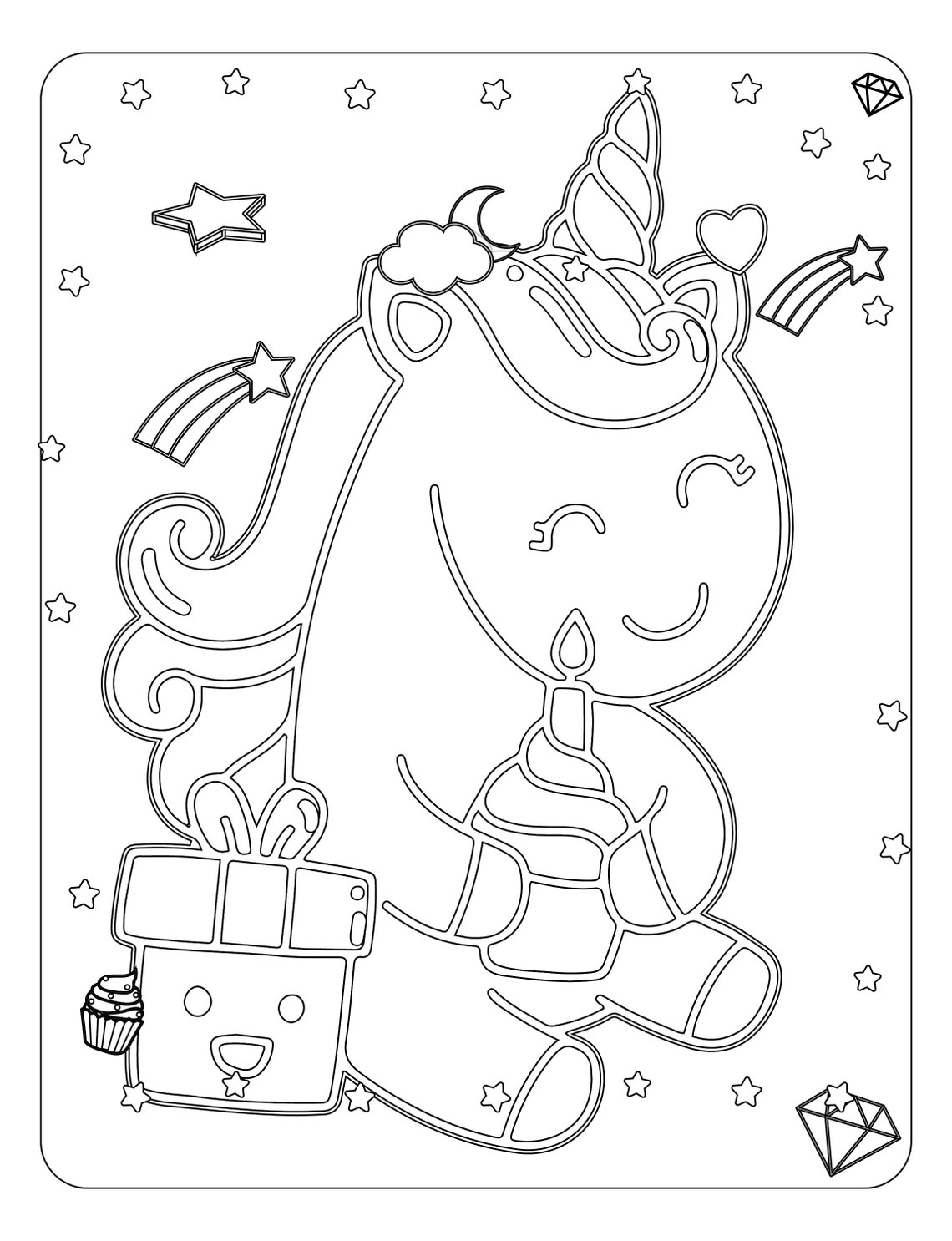 20 Page Unicorn Printable Book - Kawaii Unicorn - Kids Coloring Pages ...