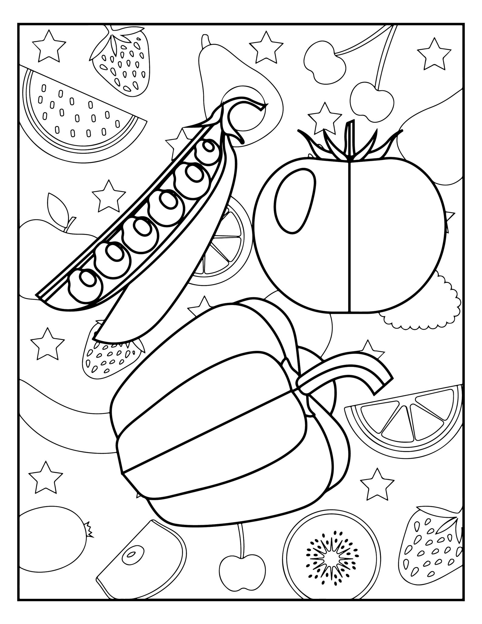 30 Fruits and Vegetables Coloring Pages! - Fruits and Vegetables ...