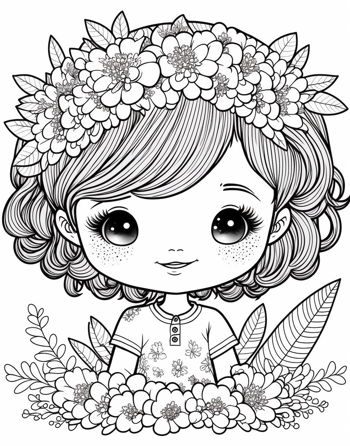 9 Beautiful Girls With Flowers Coloring Pages! - Girl Printable Book ...