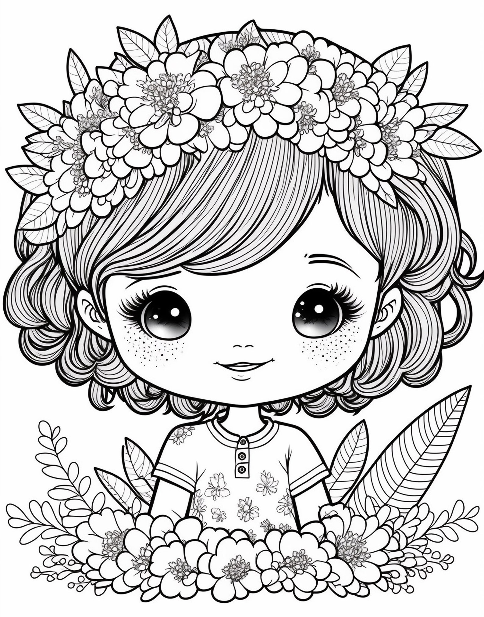 9 Beautiful Girls With Flowers Coloring Pages! - Girl Printable Book ...