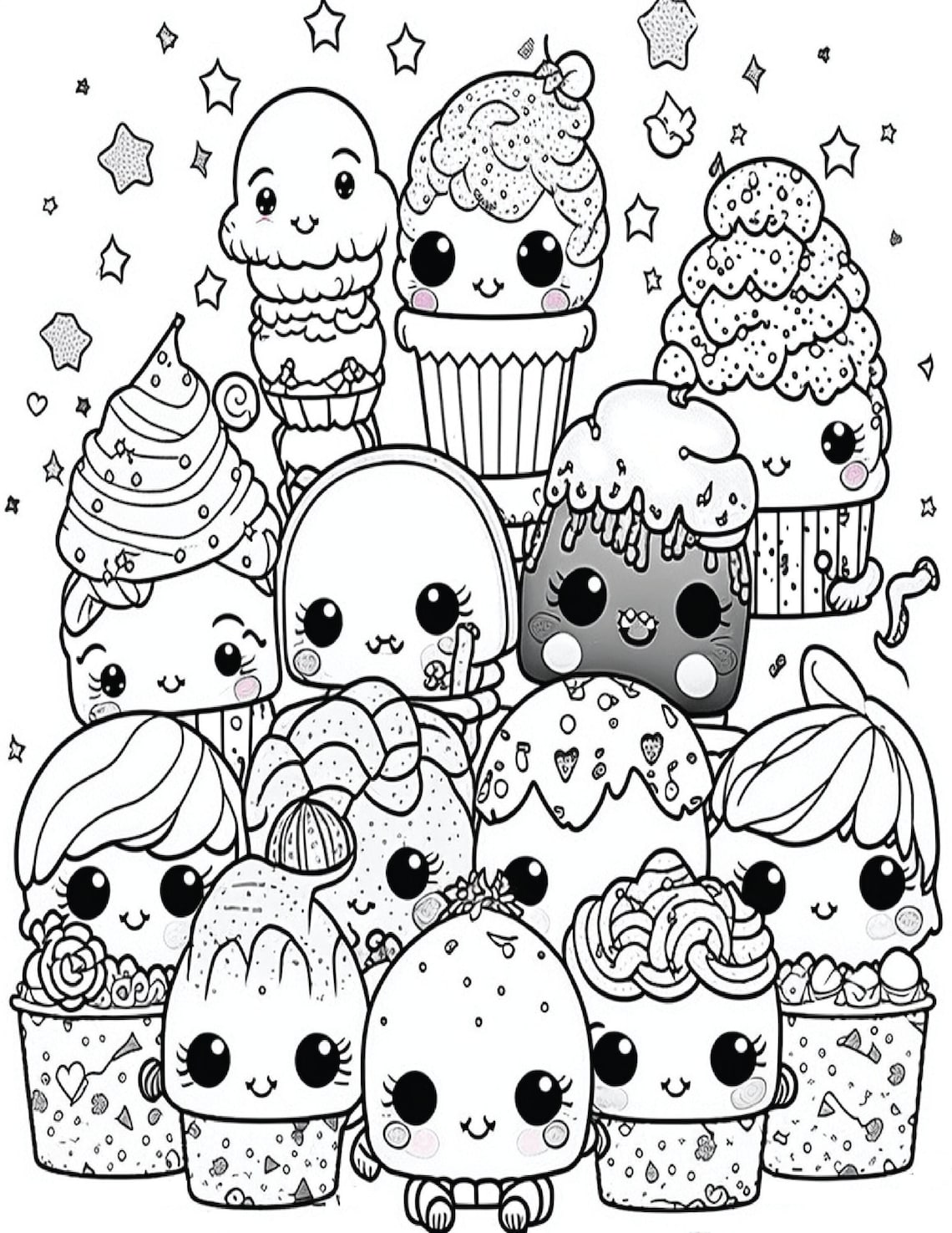 Book1 - 21 Cute Kawaii Friends and Desserts Coloring Pages! - Kawaii ...