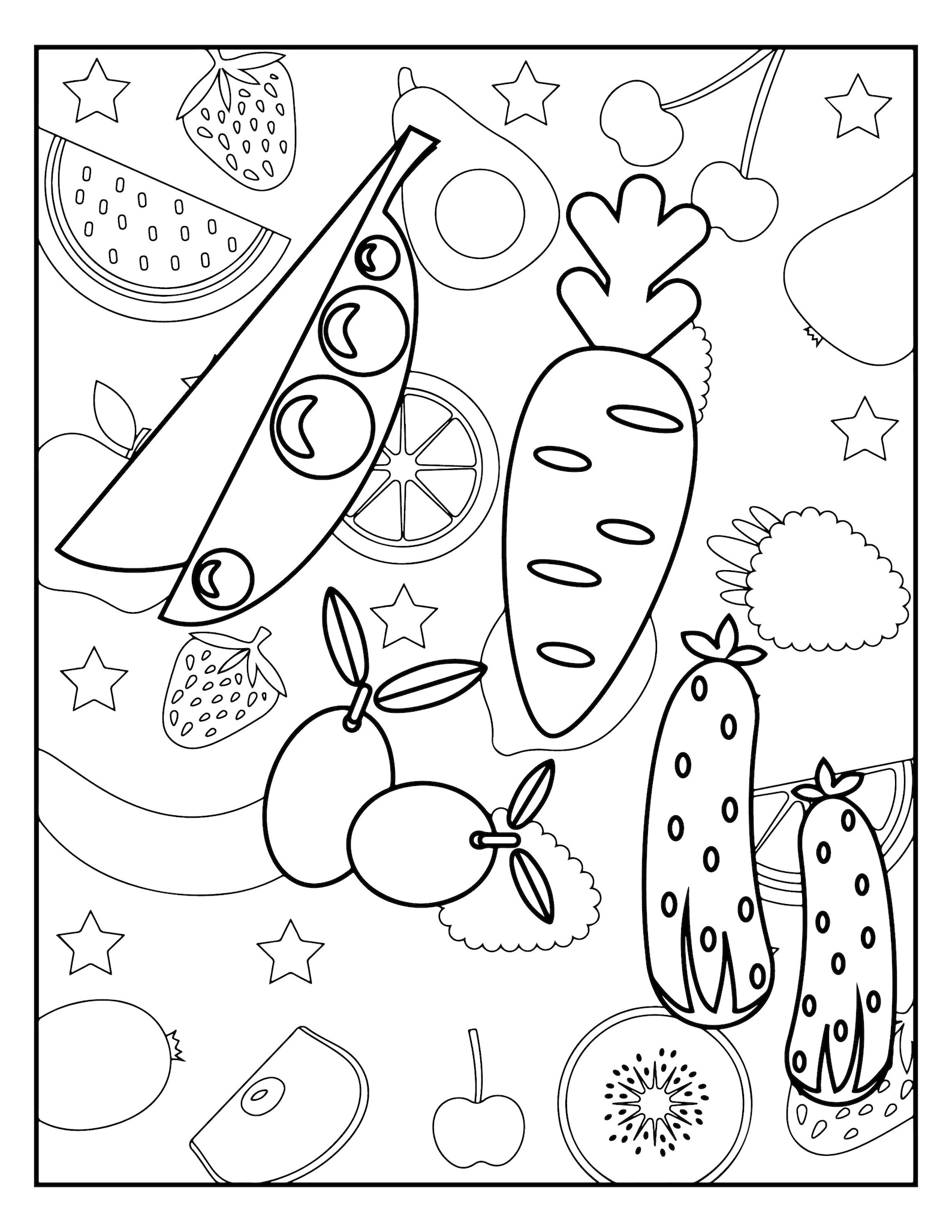 30 Fruits and Vegetables Coloring Pages! - Fruits and Vegetables ...