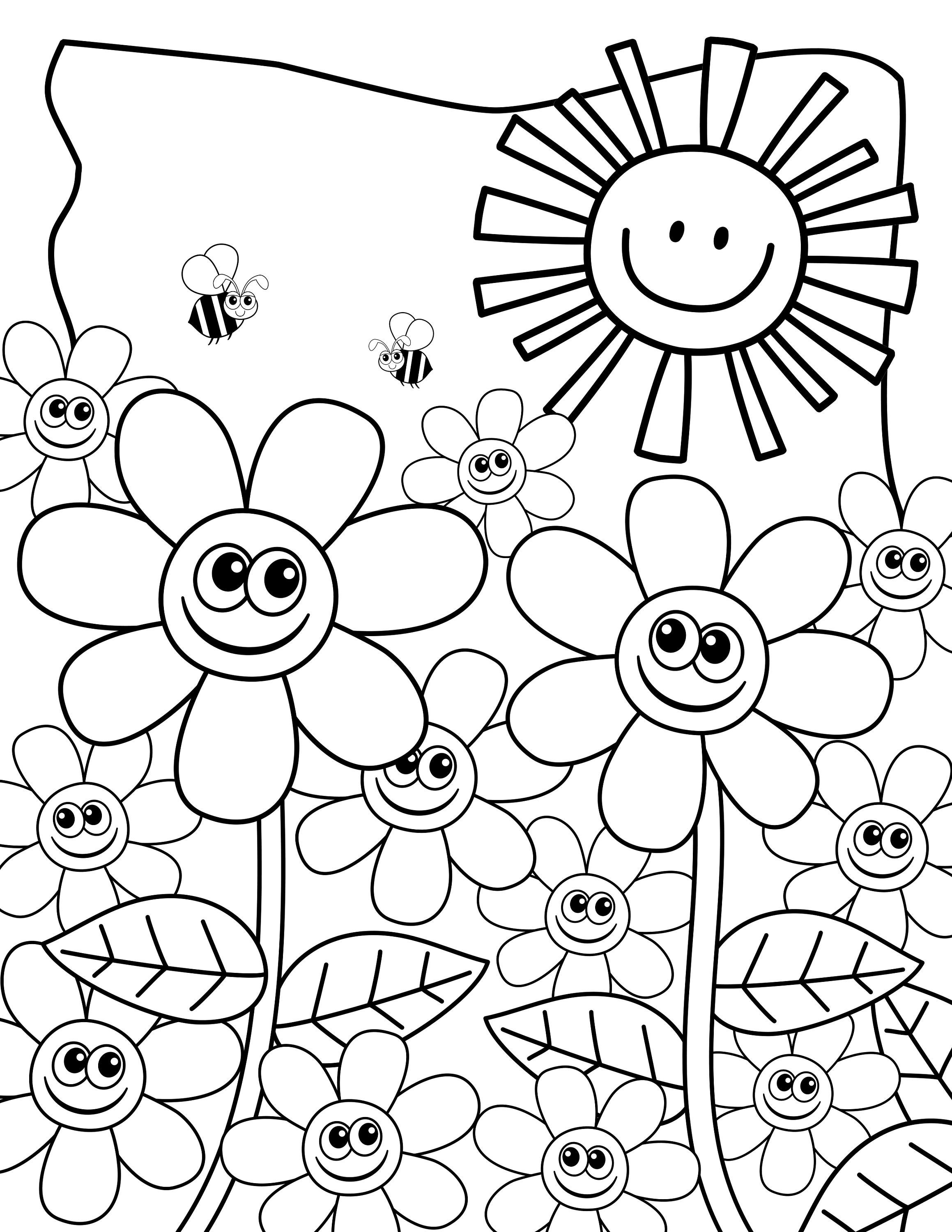 16 Smiley Face Flowers and Bugs Coloring Pages! - Ladybug Dragonfly Bee ...