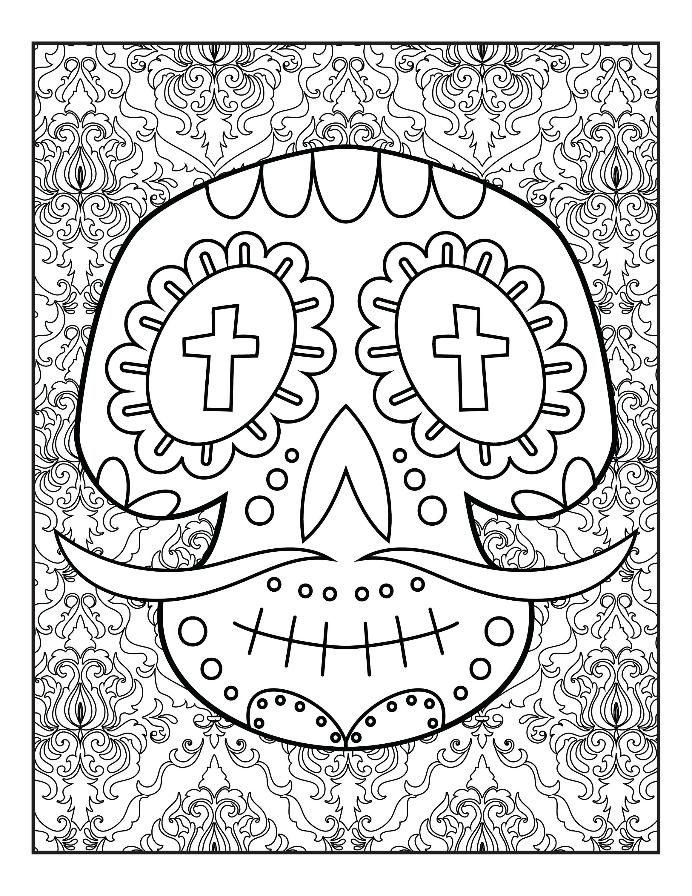 70 Page Skull and Face Mask Printable Pages - Skull Coloring Book ...