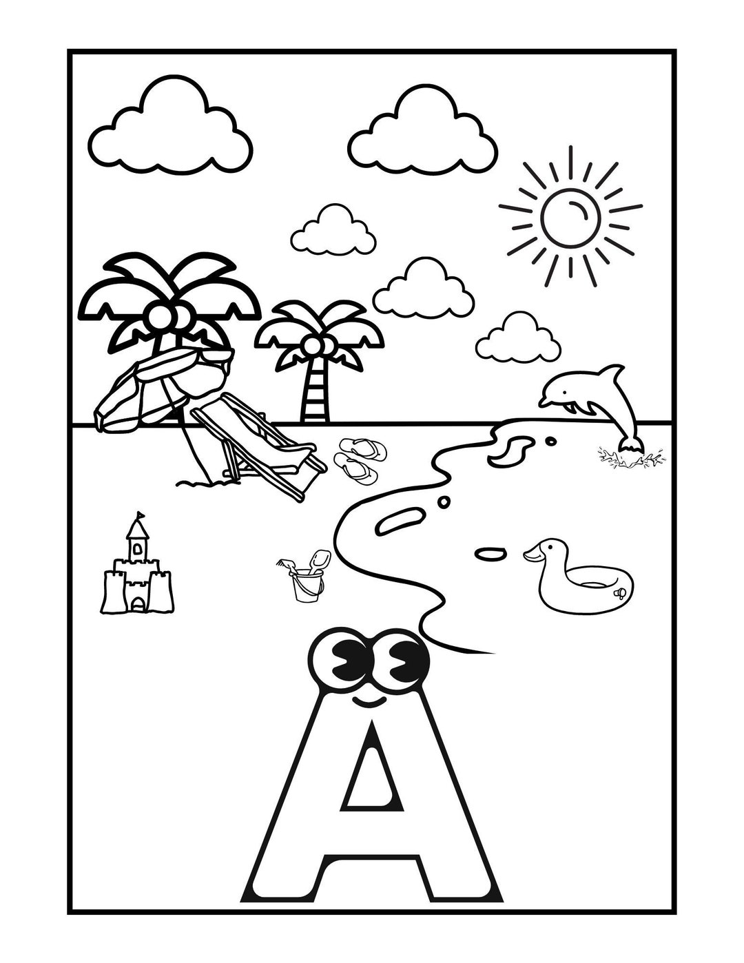 26 Alphabet Letters at the Beach Coloring Pages! - Beach Alphabet ...