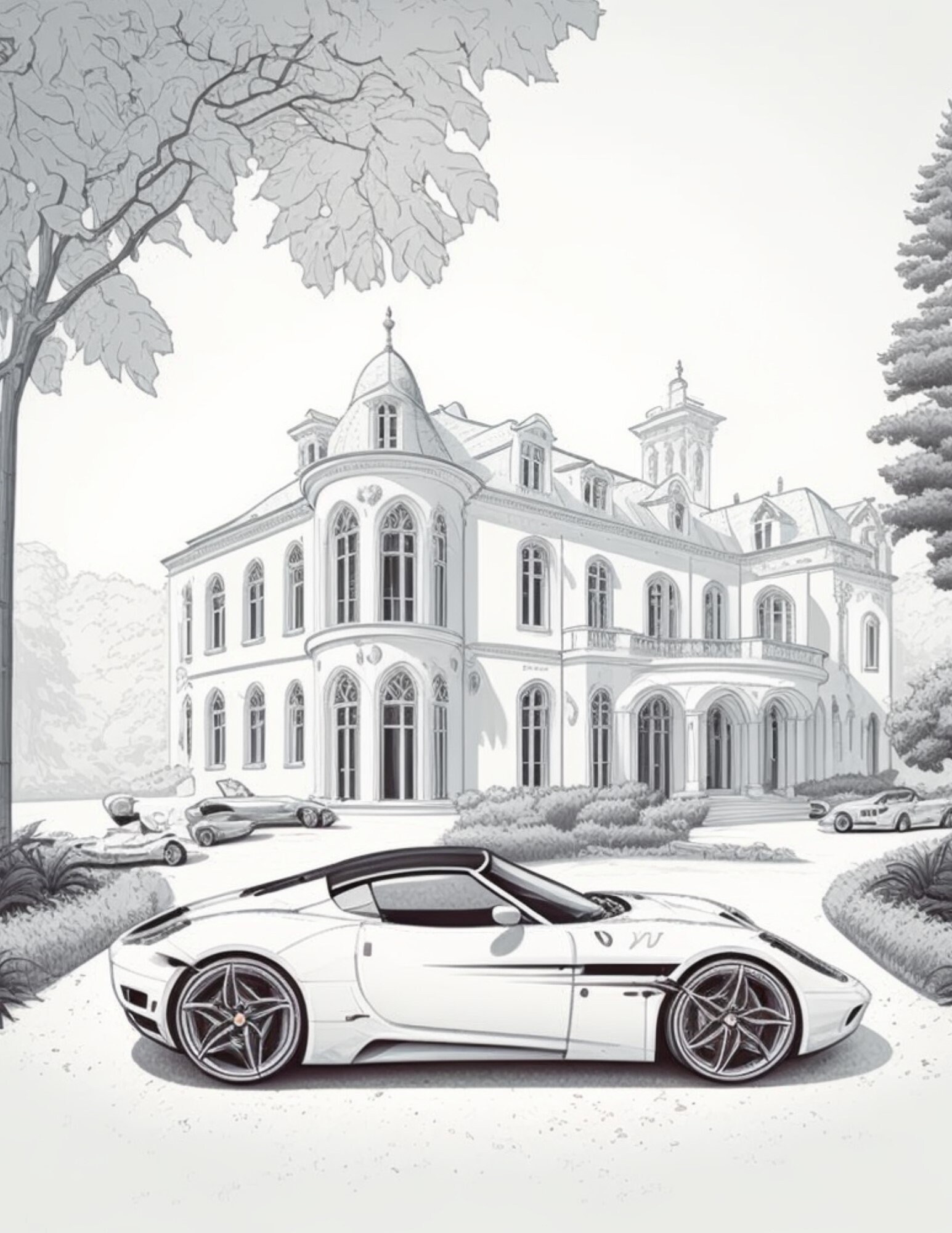 Book1 - 27 Adult Grayscale Coloring Pages - Gorgeous European Houses ...