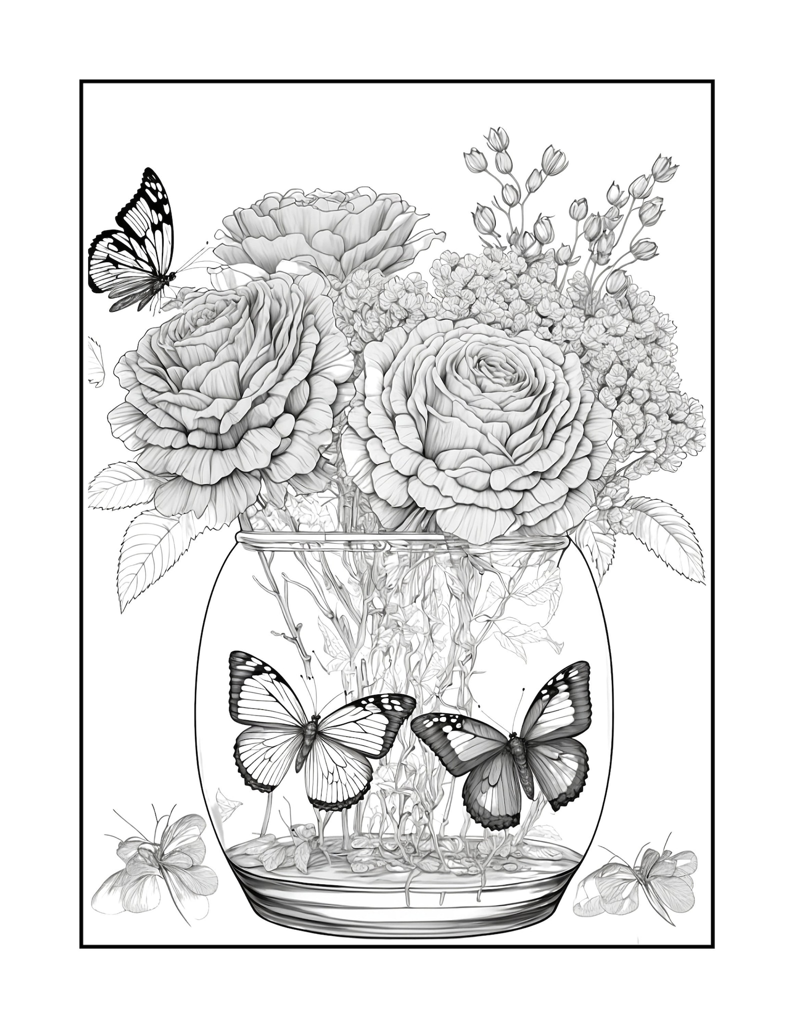 10 Botanical Flowers Adult Grayscale Coloring Pages - Flowers Adult ...