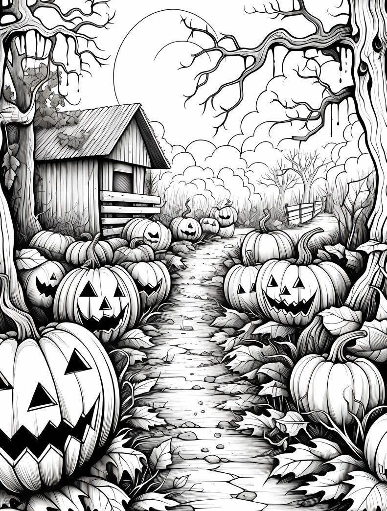 16 Adult Grayscale Haunted Houses Halloween Coloring Pages! - Book2 ...