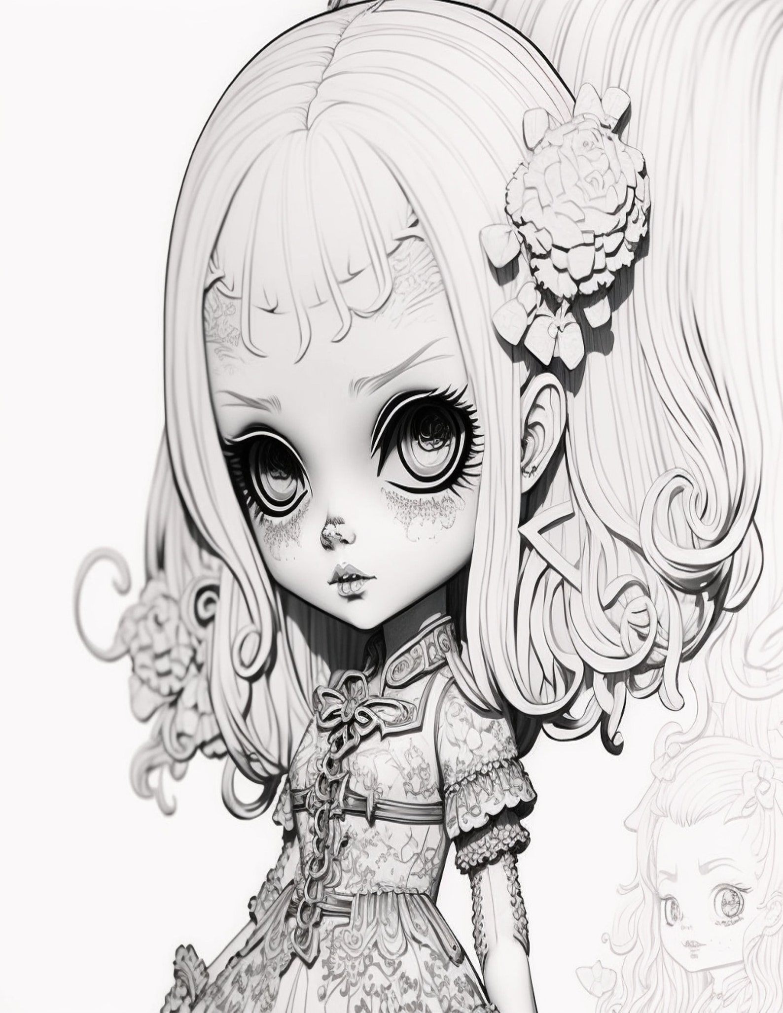 14 Monster Girl Doll Grayscale Coloring Pages! - Book 1 - Adult ...