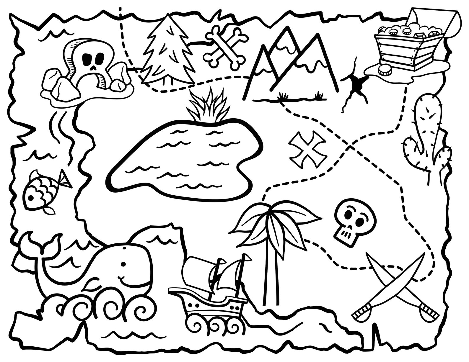 21 Pirate Treasure Map Coloring Pages! - Pirate Printable Book ...