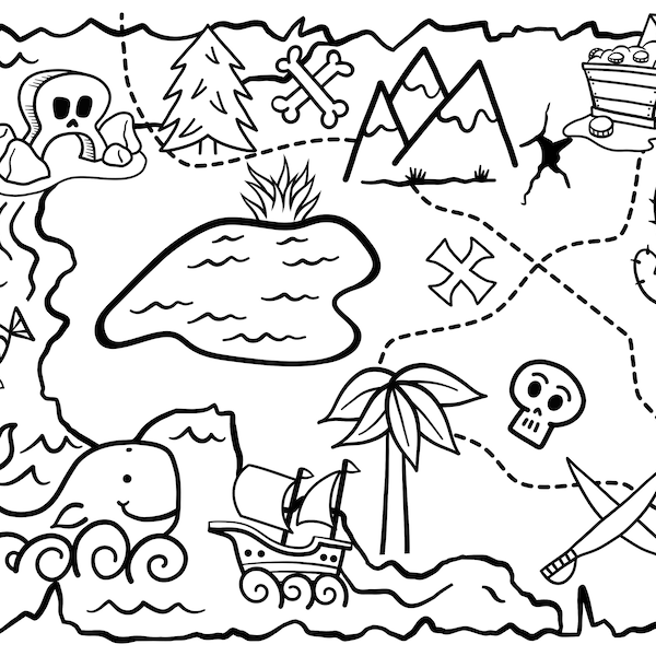 Pirate Map Coloring Pages - Etsy