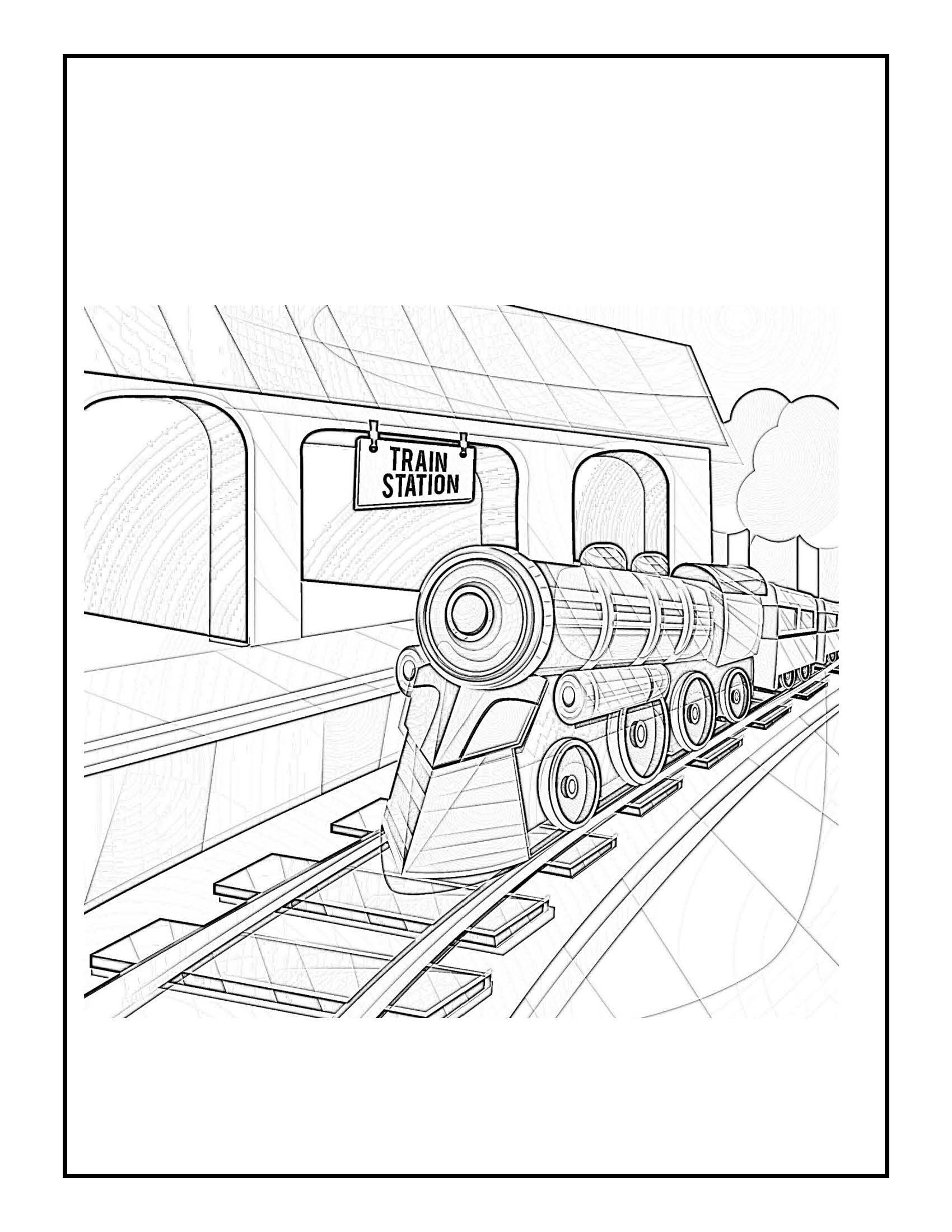 28 Train Coloring Pages for Kids! - Train Printable Book - Digital ...