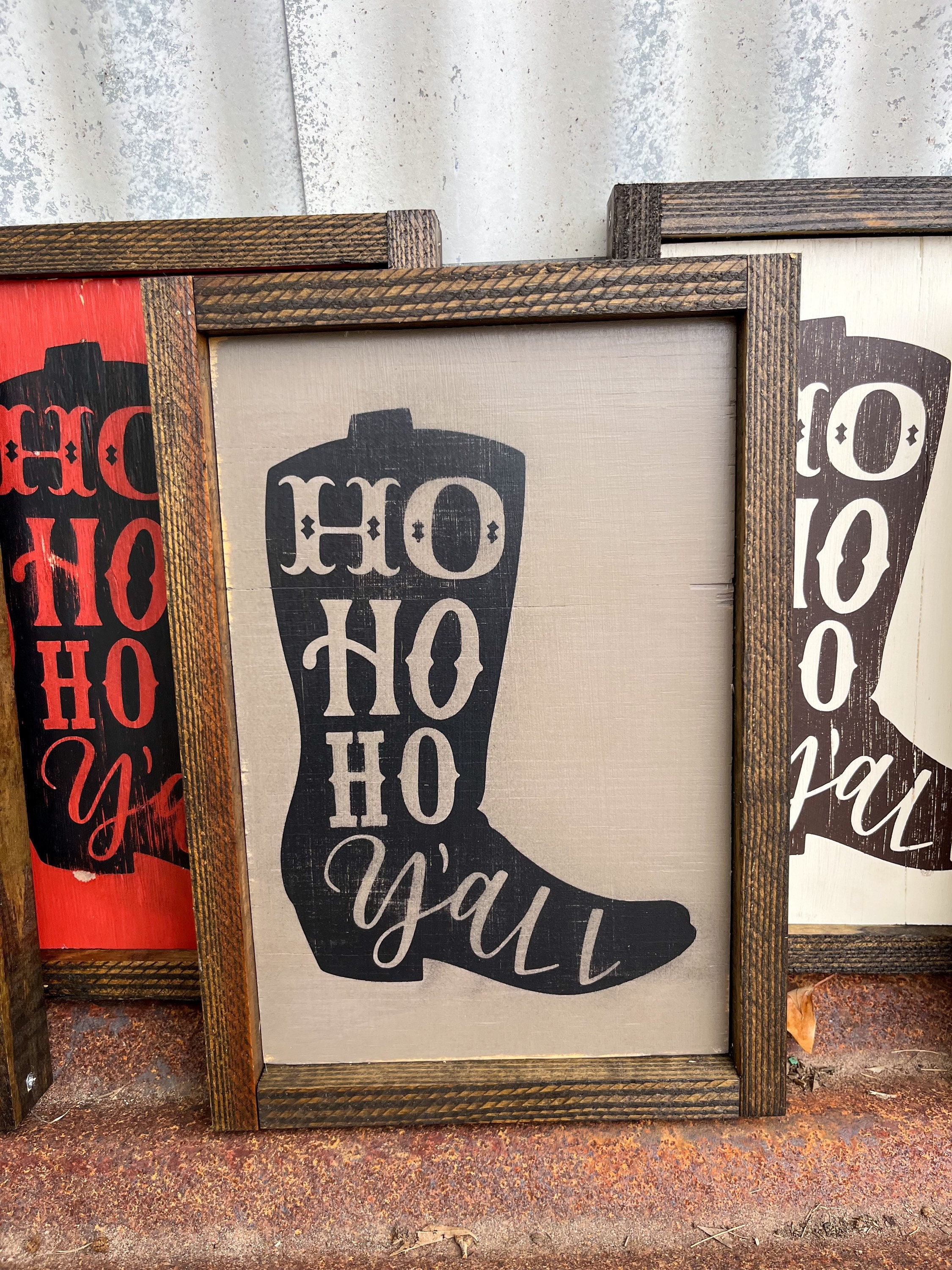 Ho Ho Ho Yall Cowboy Boot Sign Cowboy Boot Country - Etsy