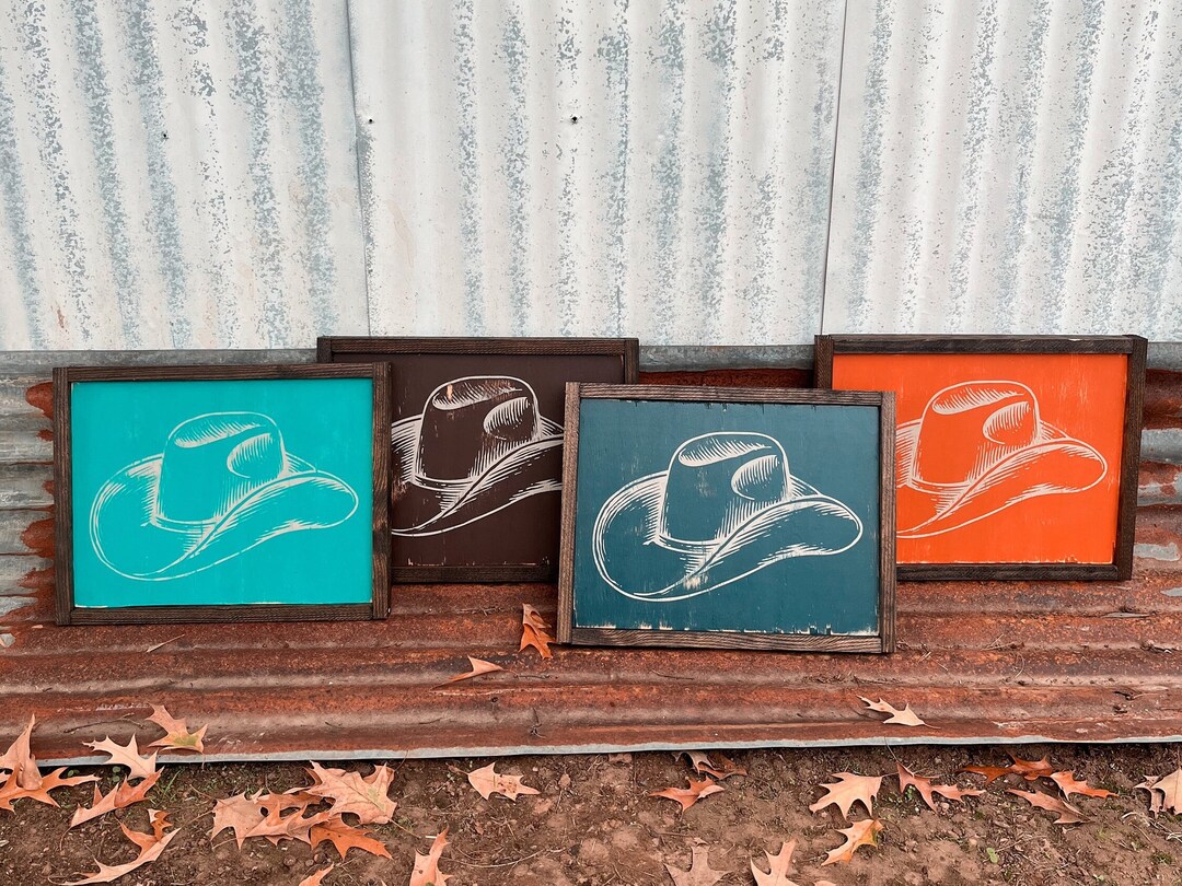 Cowboy Hat Sign | Cowboy Sign | Western Sign | Distressed Sign | Cowboy ...