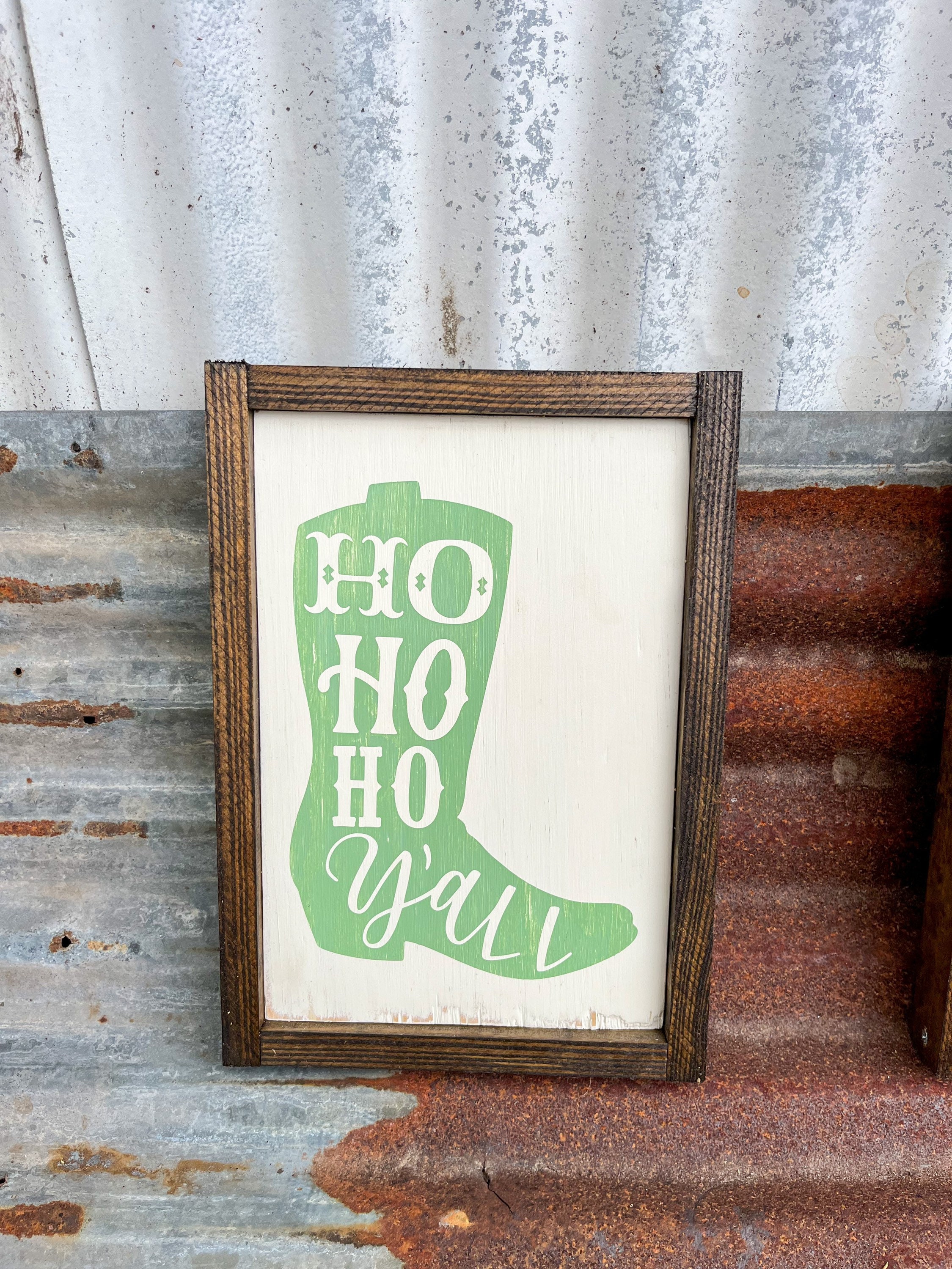 Ho Ho Ho Yall Cowboy Boot Sign Cowboy Boot Country - Etsy