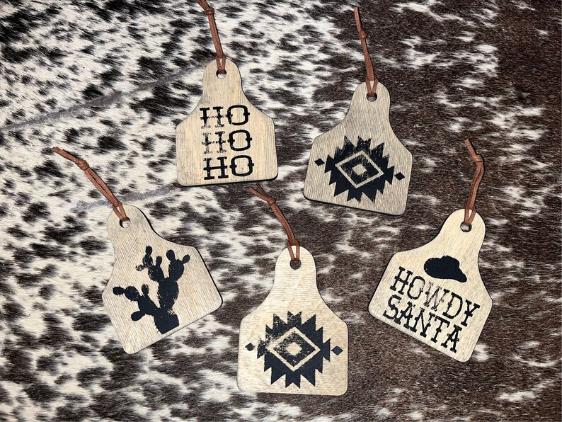 Western Christmas Ornaments | Cow Tag Ornaments | Gift Tag Ornaments ...