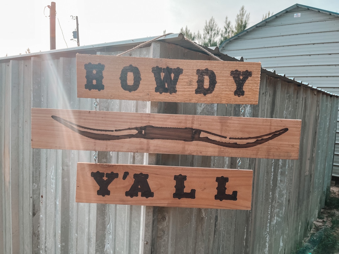 Howdy Y’all Hanging Sign | Western Signs | Western Decor | Western ...
