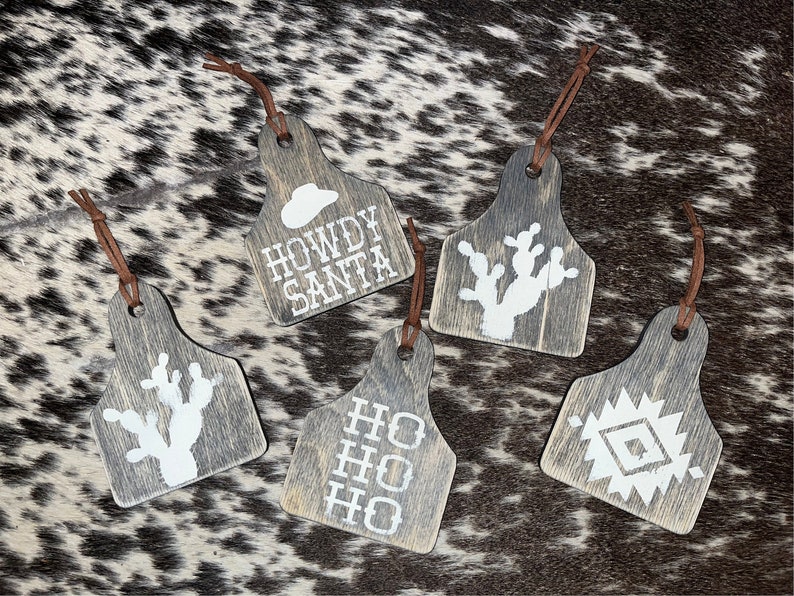 Western Christmas Ornaments | Cow Tag Ornaments | Gift Tag Ornaments ...