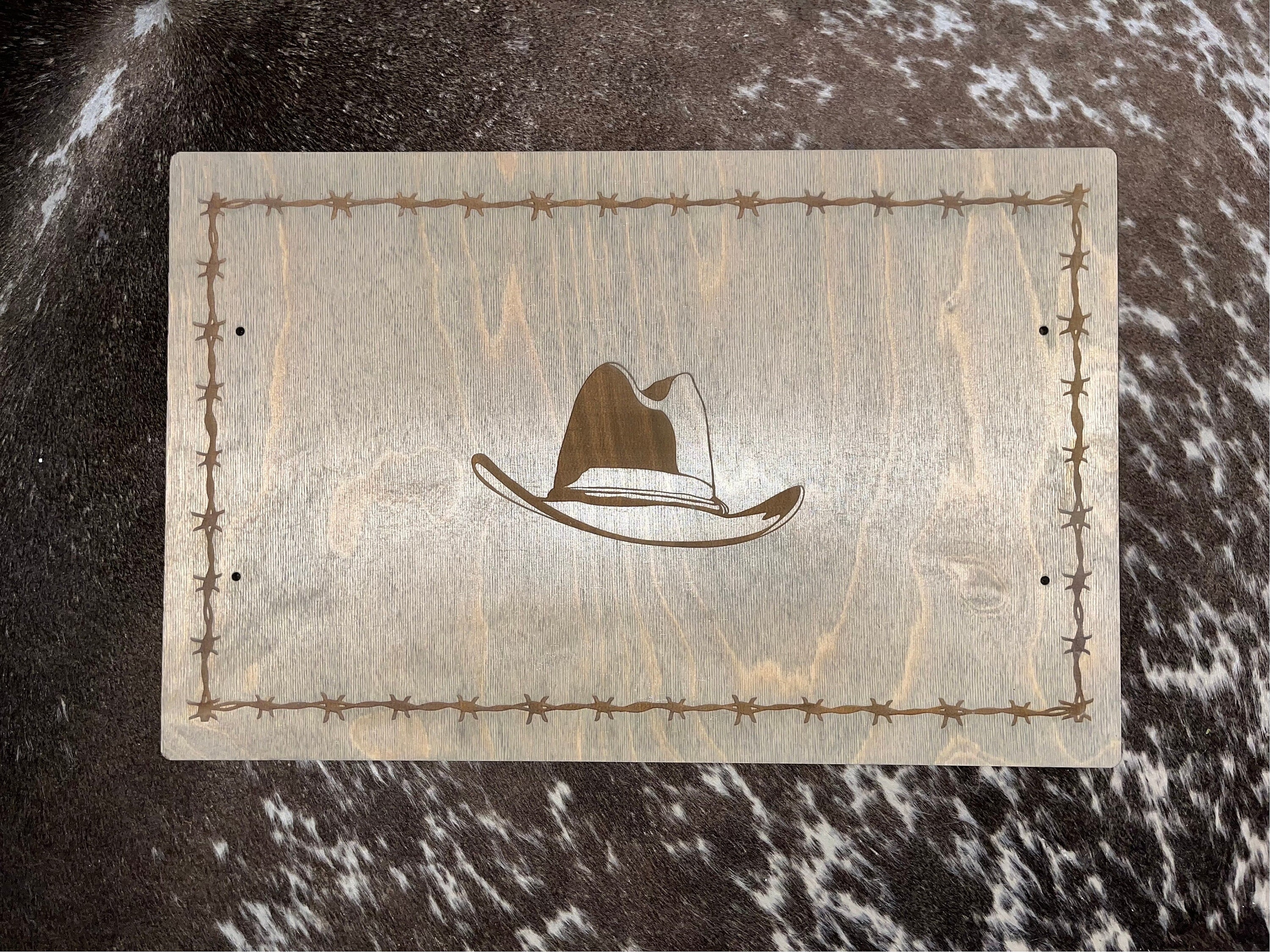 Cowboy Hat & Barbed Wire Serving Tray | Western Serving Tray | Cowboy ...
