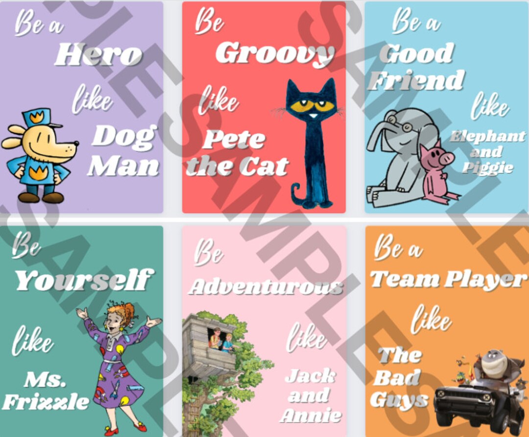 Downloadable Elementary Library Character Posters - Etsy