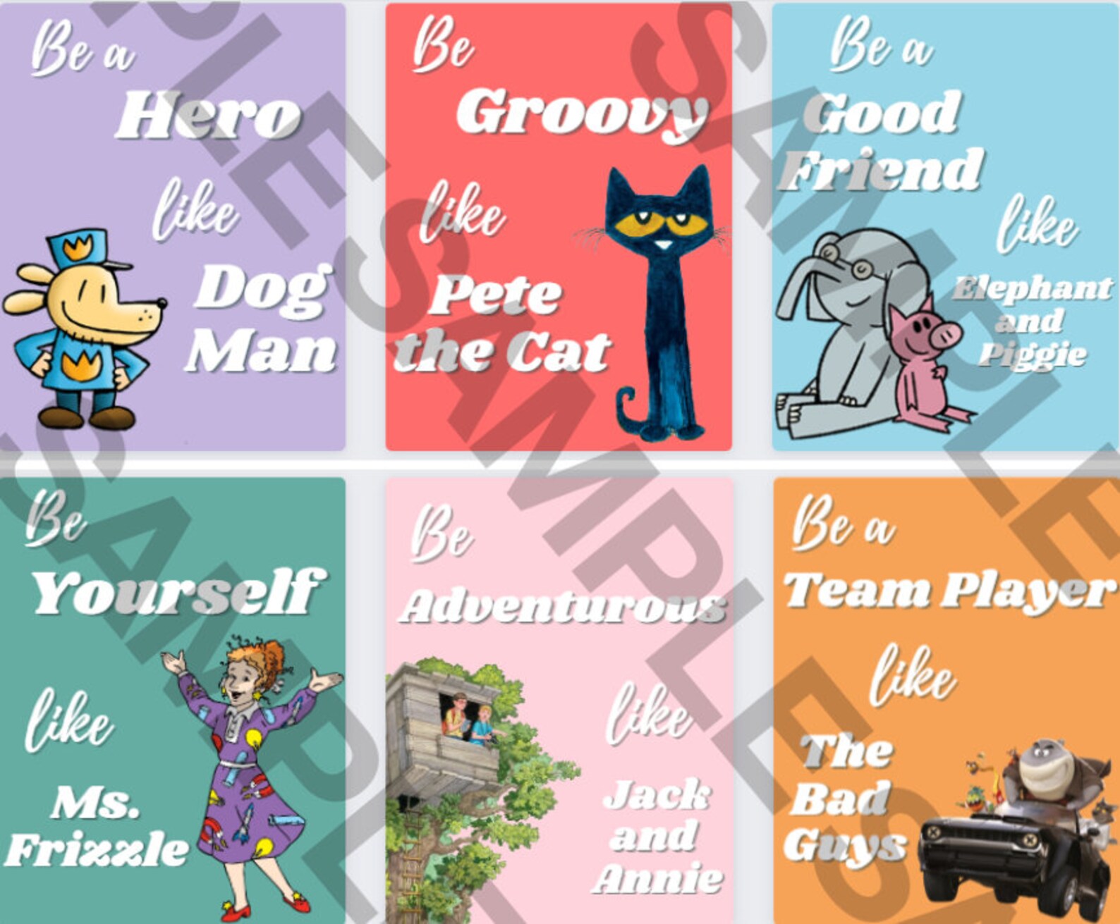 Downloadable Elementary Library Character Posters - Etsy