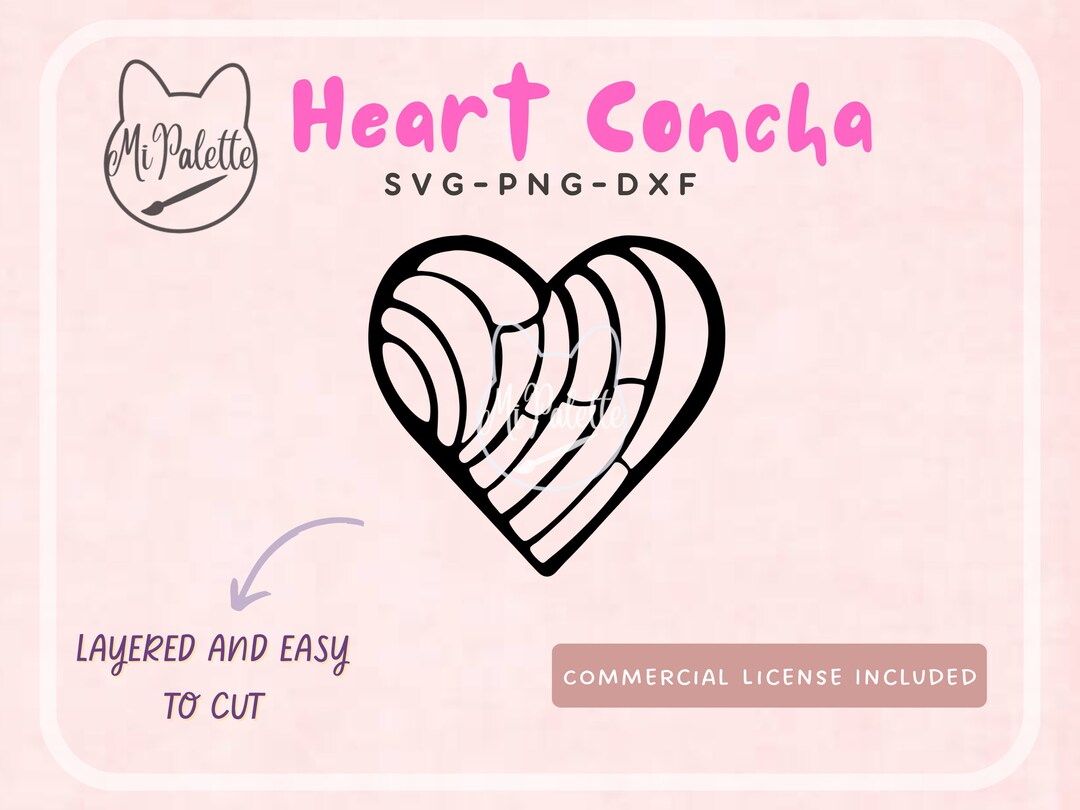 Pan Dulce Heart Concha Cutout Outline Digital Download SVG, PNG, DXF ...