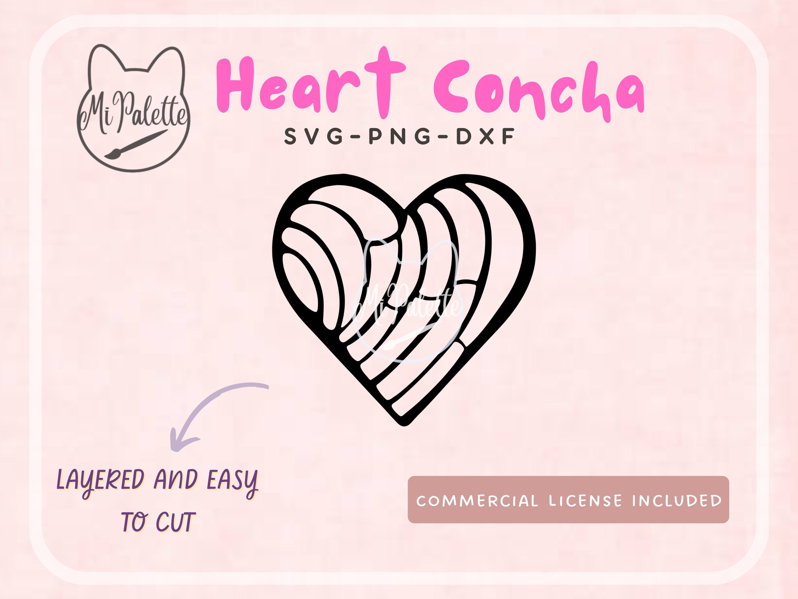 Pan Dulce Heart Concha Cutout Outline Digital Download SVG, PNG, DXF ...