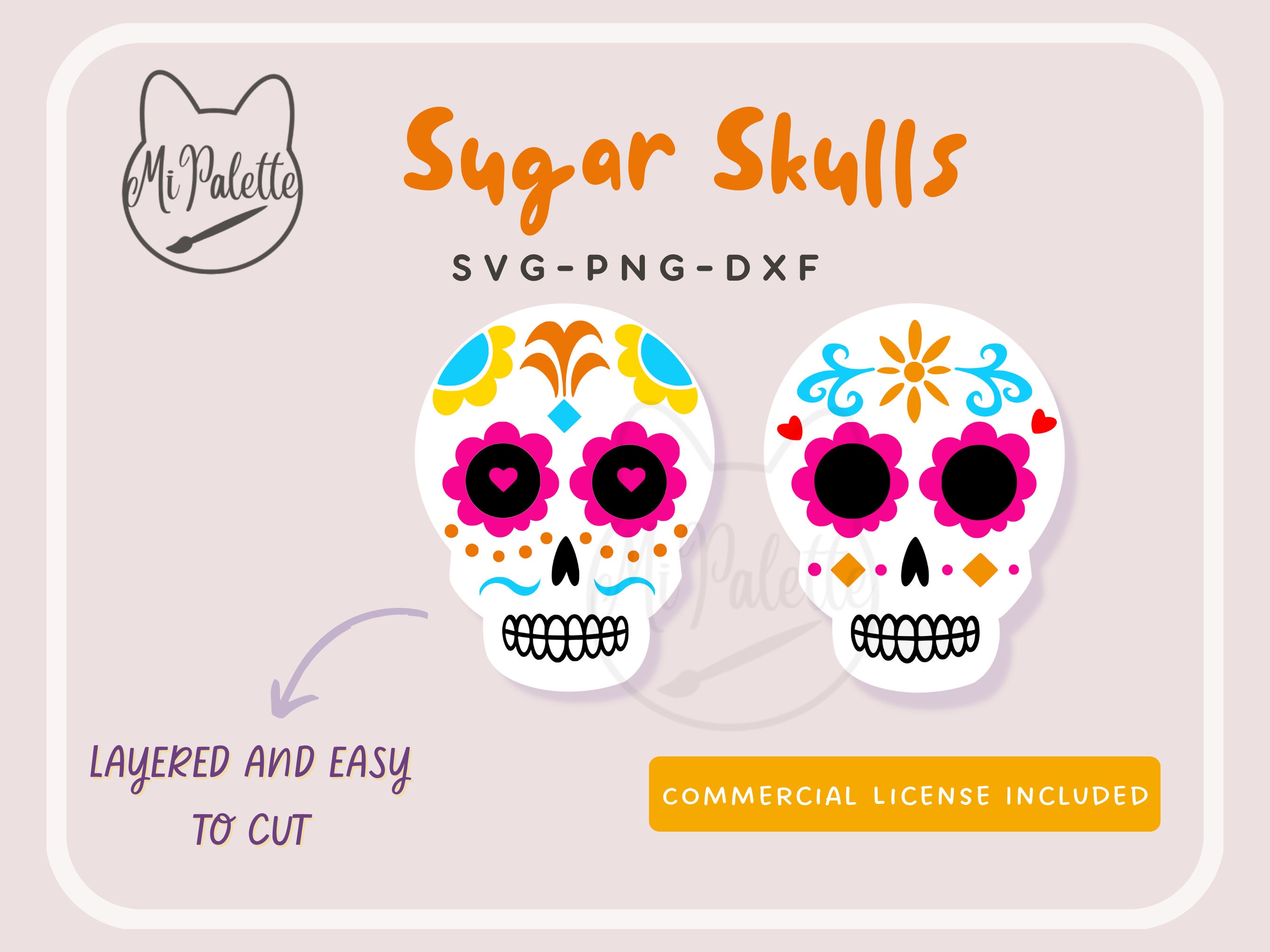 Sugar Skulls - Dia De Los Muertos - Digital Download SVG, PNG, DXF for ...