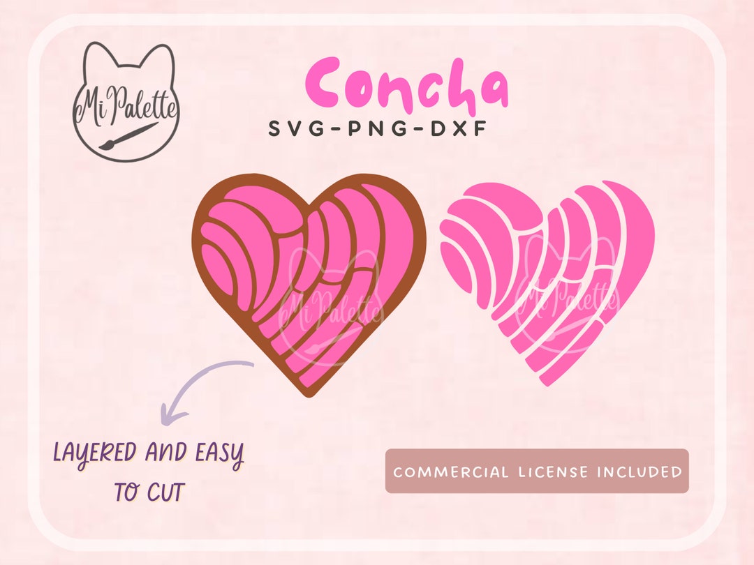 Heart Concha Digital Download SVG, PNG, DXF for Cricut, Silhouette ...